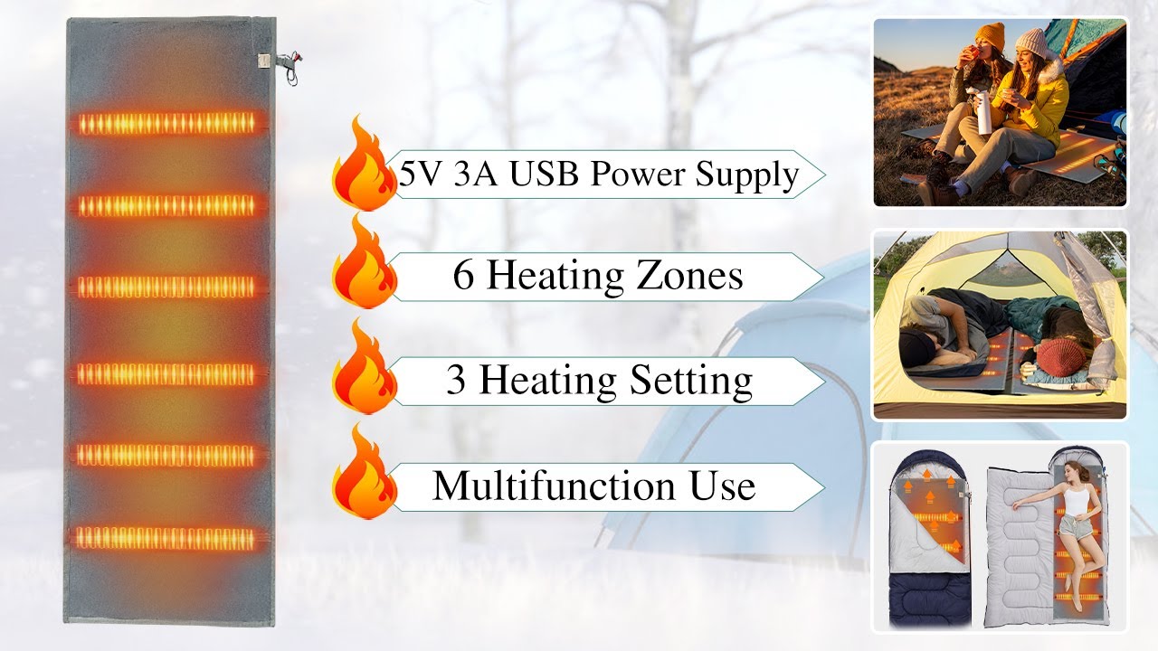 Fleece camping heated sleeping bag pad-How to use - YouTube