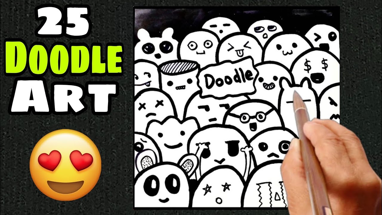 25 Easy cute characters Doodle Art - Doodle Art for Beginners - YouTube