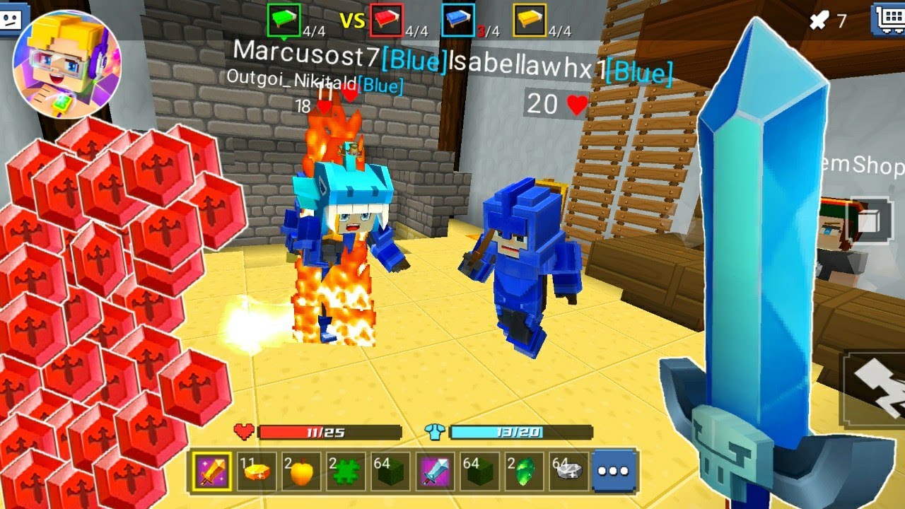 Level 3 × 7 Sword Runes + Sharp 4 = Sharp 5?(2shots)[Blockman Go] - YouTube