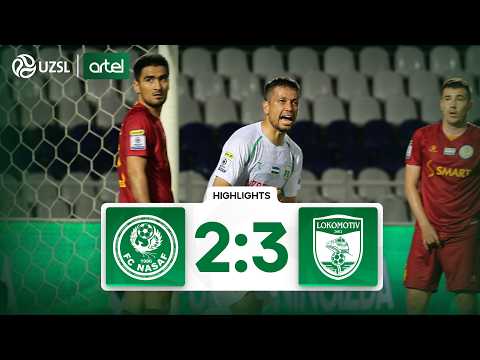 Superliga 9-tur. Nasaf - Lokomotiv bahsida kiritilgan gollar va xavfli vaziyatlar (Highlights)