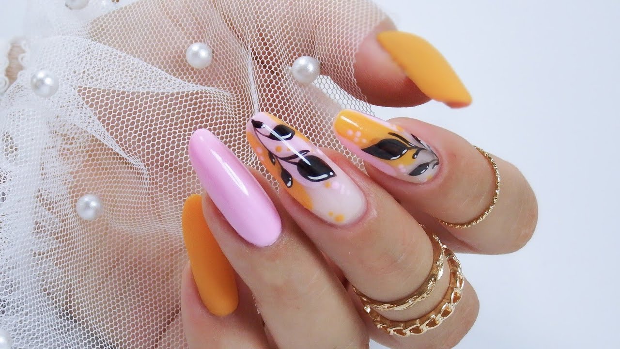 leaves spring nails art tutorial /Elisium Nails - YouTube