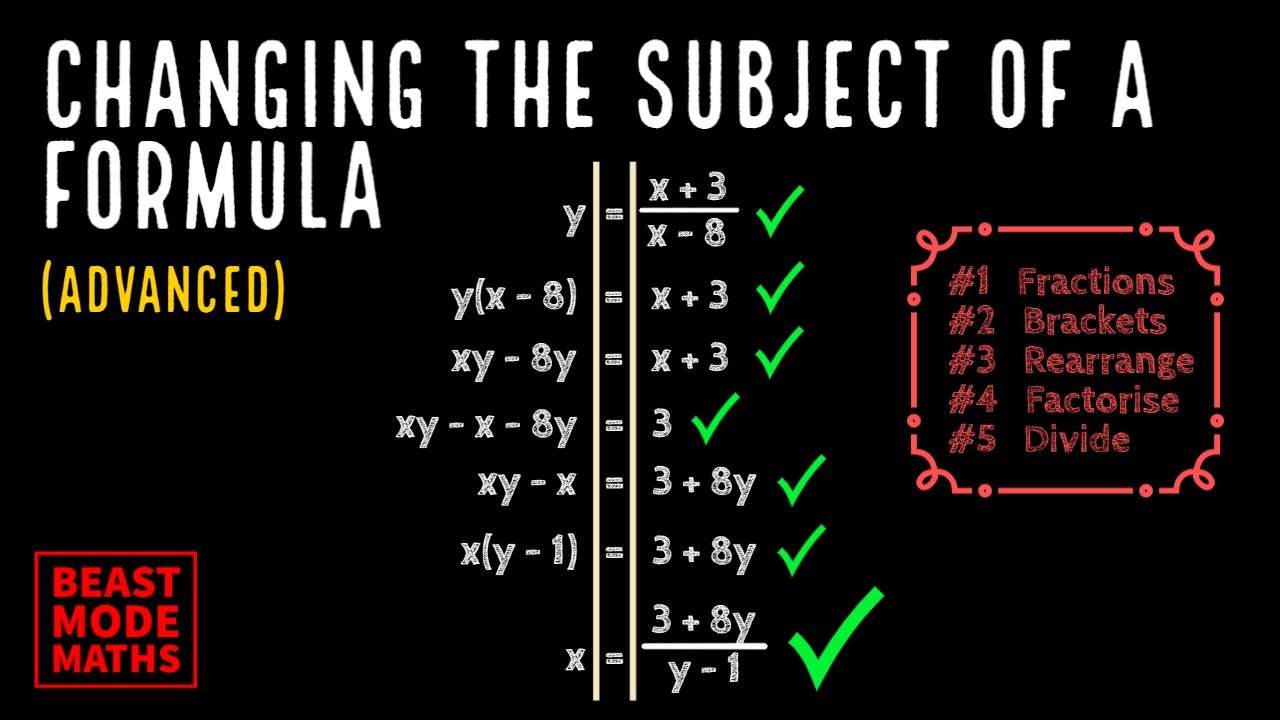 Changing the Subject (Rearranging Formulae) - Advanced - YouTube