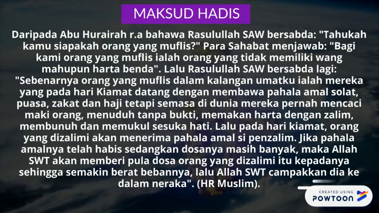 Syarah Hadith Siapakah Orang Yang Muflis? - YouTube