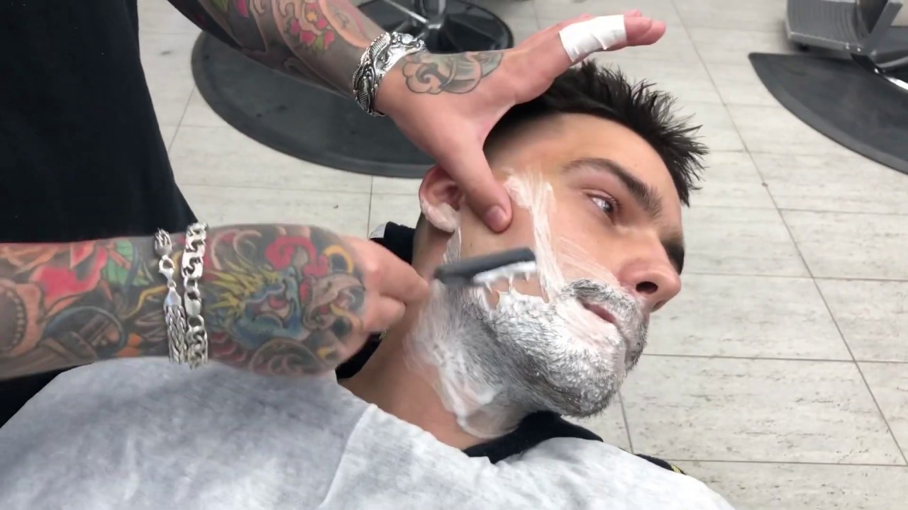 Традиционное влажное бритье лица турецкой бритвой /Relaxing Straight ...