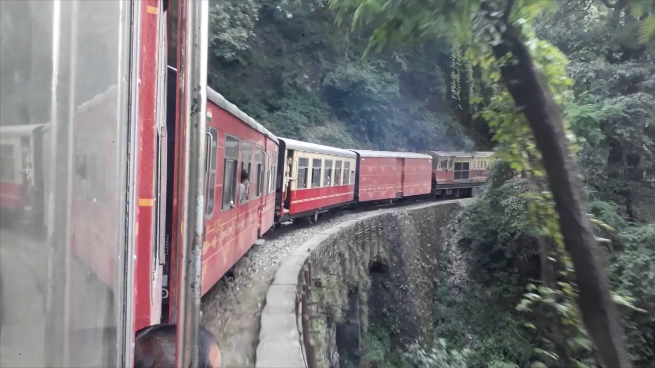 Shimla kalka express departure from Shimla railway station and curving ...