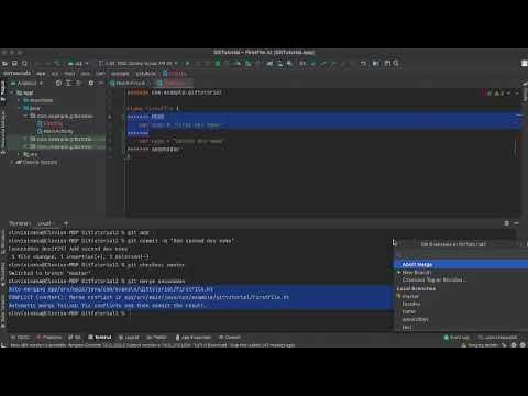 Git: lesson 7 merge conflict with Android studio GUI - part 2 - YouTube
