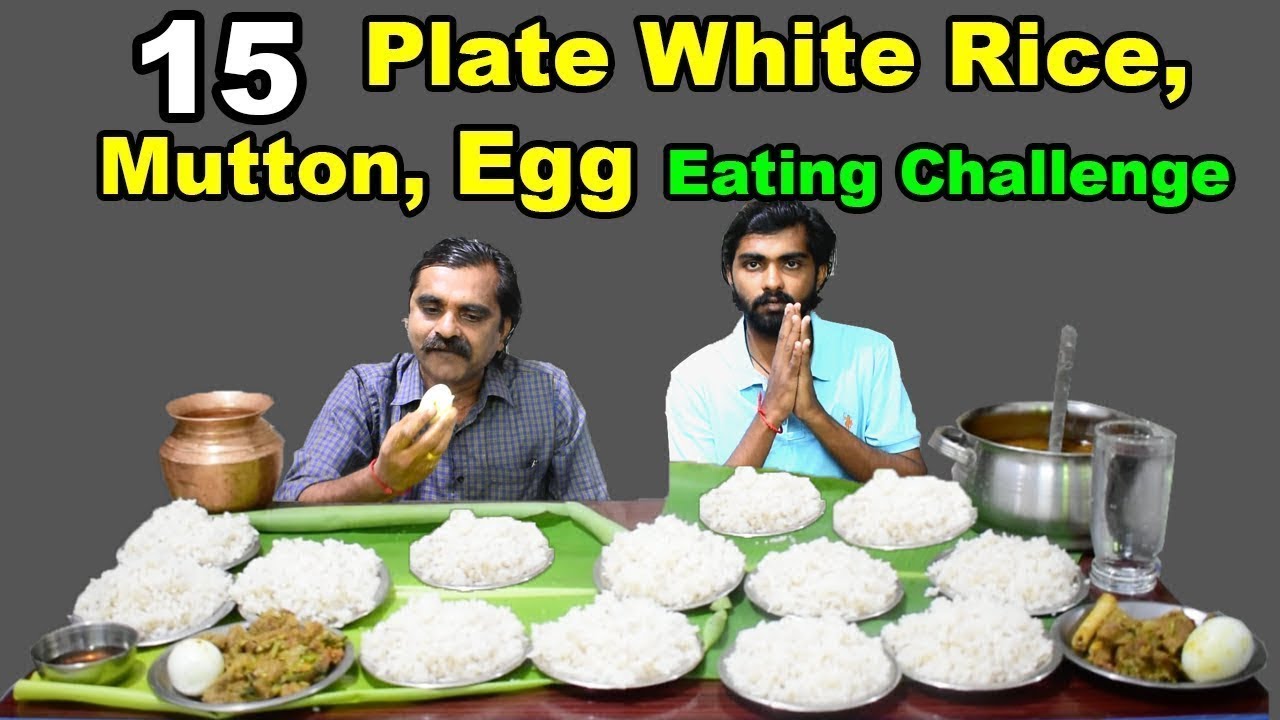 15 Plate WHITE RICE, MUTTON, EGG Eating Challenge | Home Made Mutton ...