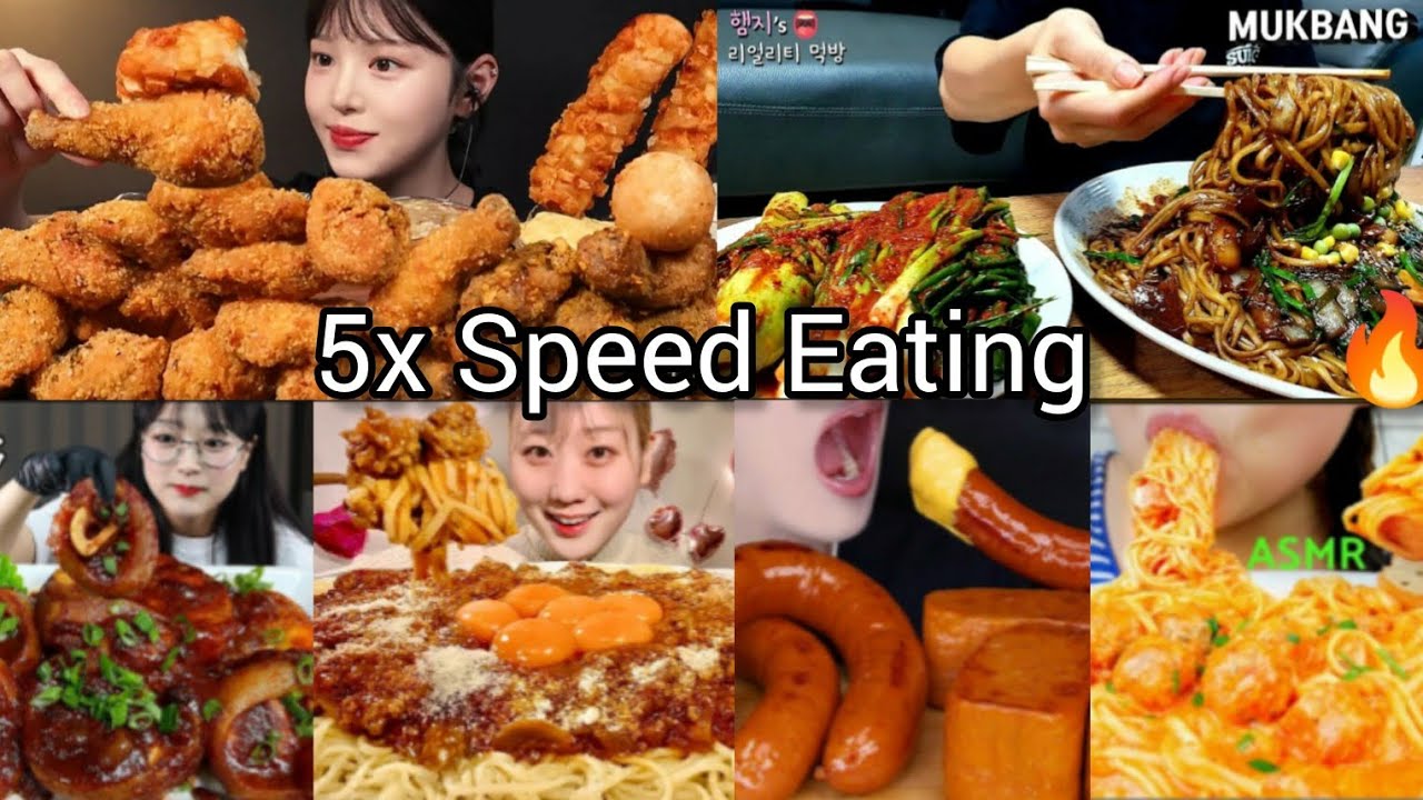 5x Speed Eating Sound | BEST COMPILATION | ASMR MUKBANG | Satisfying ...