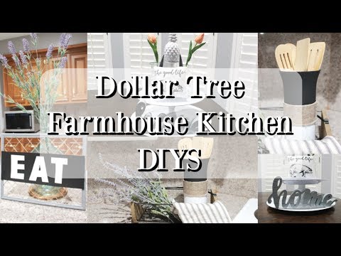 DOLLAR TREE FARMHOUSE DIYS | KITCHEN DECOR 2019 - YouTube