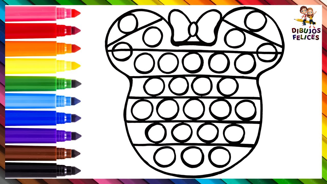 Dibuja y Colorea Un Arcoiris Minnie Mouse POP IT ⚫🎀⚫🌈 Dibujos Para ...