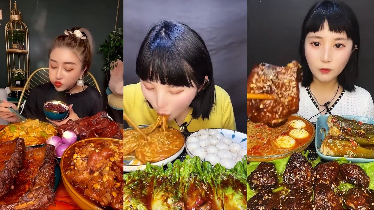 Best Chinese ASMR MUKBANG, Eating Pork, Eating Noodle, Eating Challenge ...