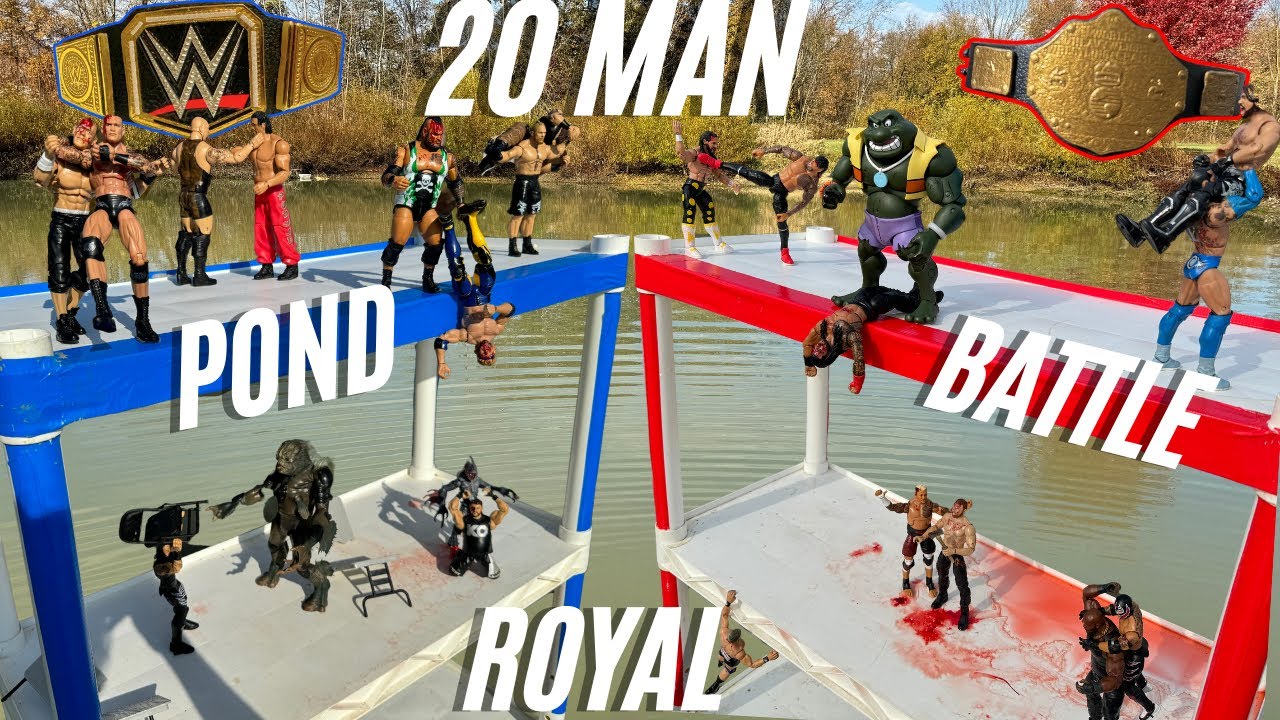 WWE 20 Man Pond Battle Royal Action Figure Match - YouTube