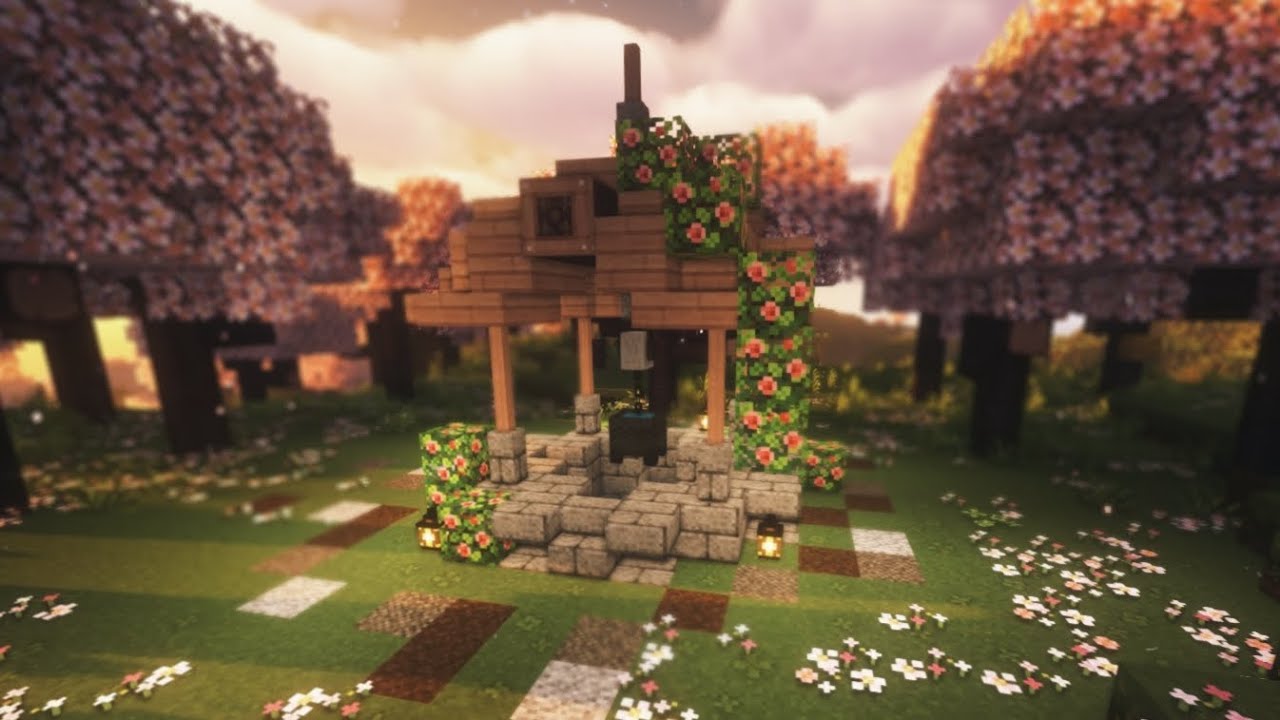 Minecraft | Cherry Blossom Well Tutorial - YouTube