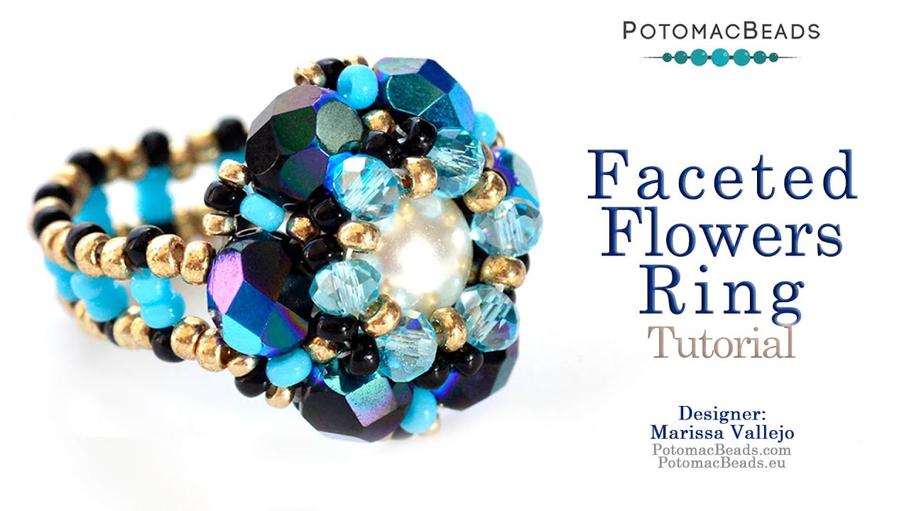 Faceted Flowers Ring- DIY Jewelry Making Tutorial by PotomacBeads - YouTube