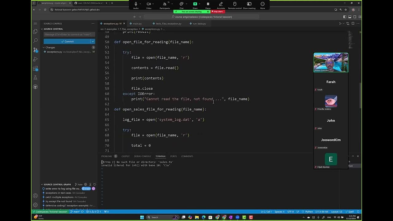 111224 COSC 1336 Python exception logging library - YouTube
