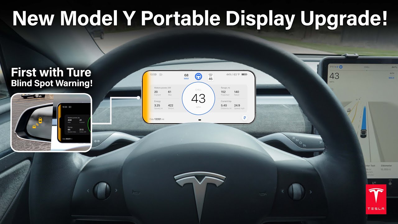 New Tesla Model Y Portable V2 Teslogic Display with Blind Spot Warning ...