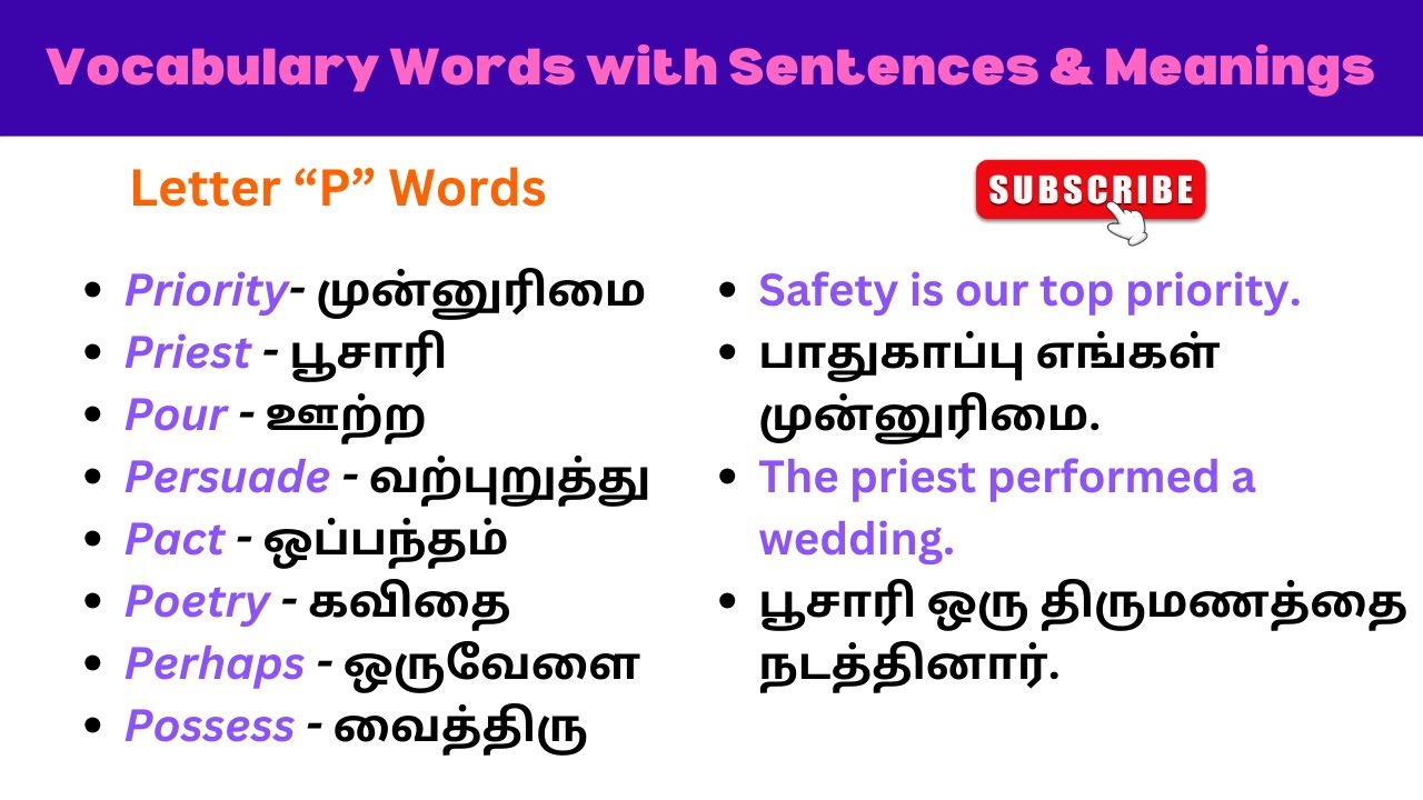 Words with " P " English Vocabulary with Meanings and Example Sentences ...