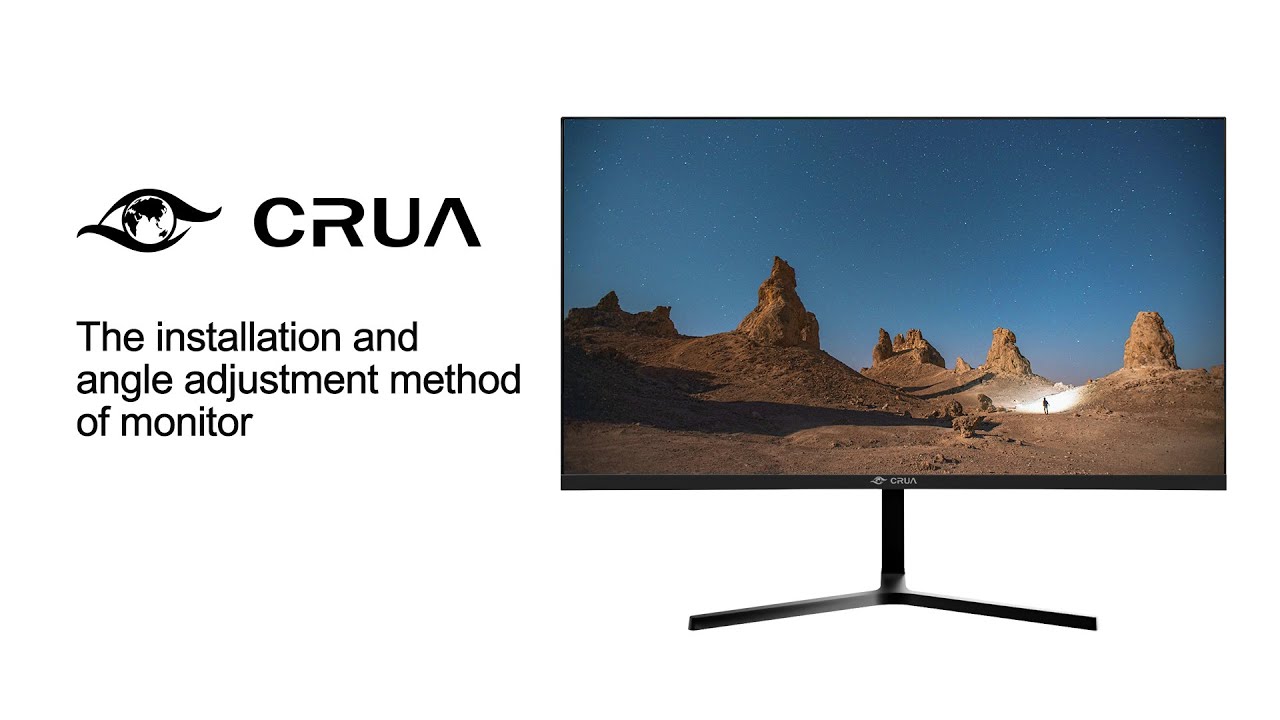 CRUA 22-inch 1k 75hz Desktop Display Installation and angle adjustment ...