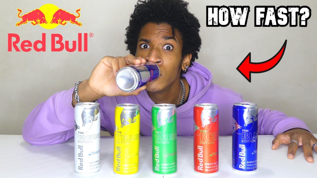 Drinking 6 Flavors of Red Bull Fast! (World Record) - YouTube