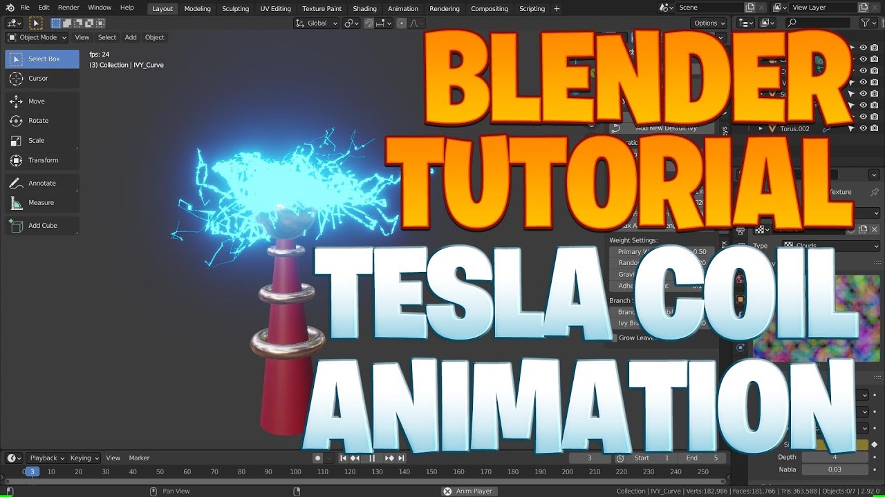 Blender beginner series No. 120 - Tesla coil animation - YouTube