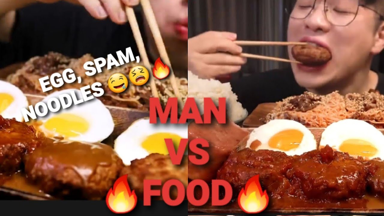KOREAN MUKBANGER EATING NONSTOP|EGG, SPAM,NOODLES,KIMCHI, BURGER PATTY ...