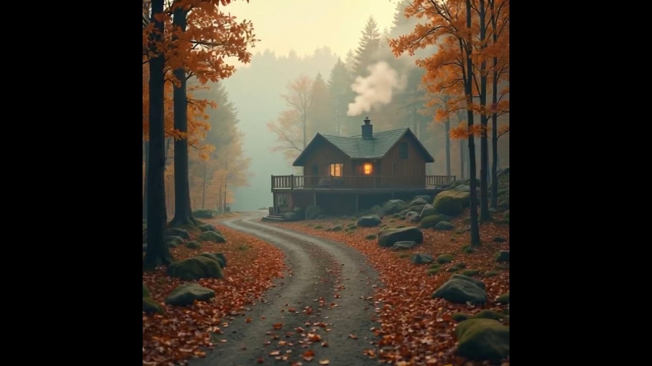 4+ Hours Cozy Fall Cabin Ambience 🍂 Relaxing Music with Firepit, Rain ...