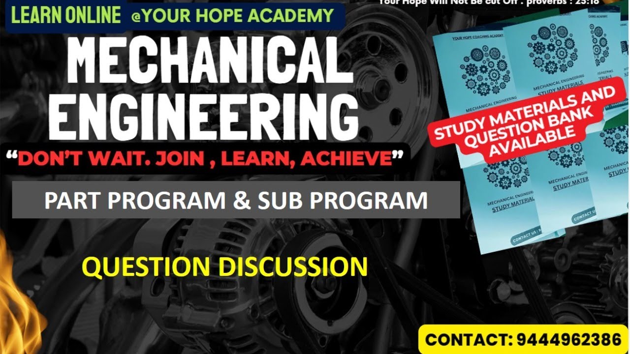 PART PROGRAM | CIM | MECHANICAL ENGINEERING | TNPSC | JE | MOTOR VEHICLE | QUESTION DISCUSSION ...