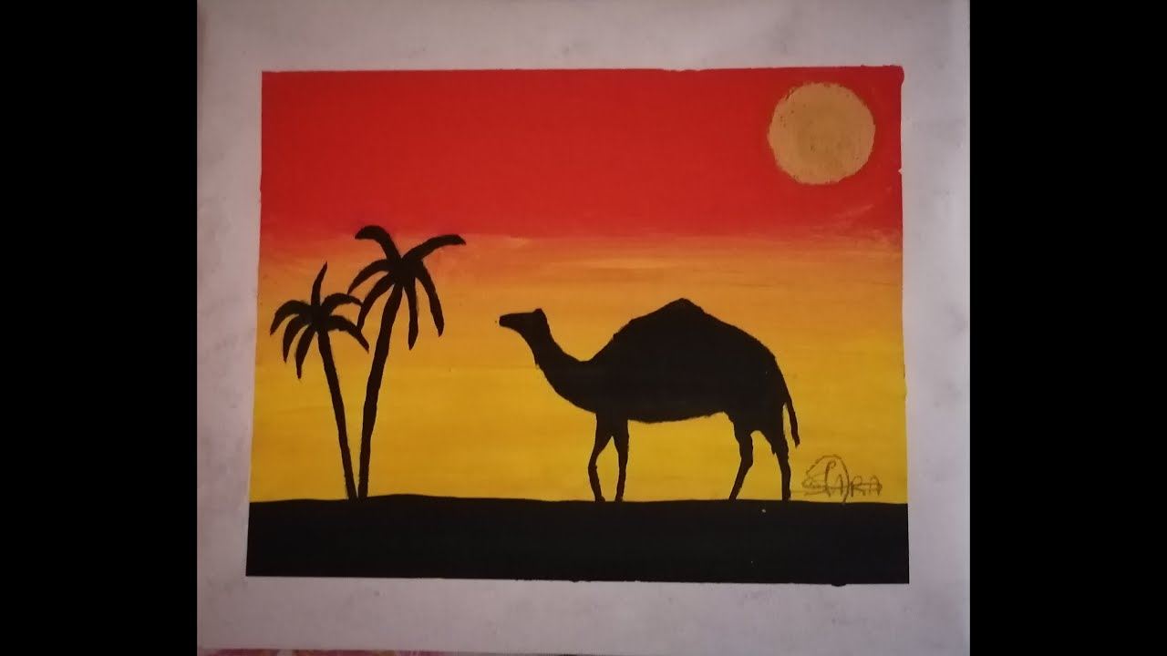 how to draw a desert - YouTube