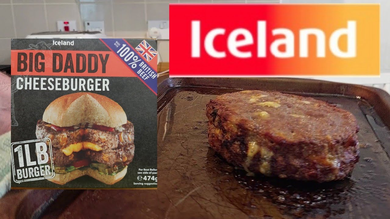 Iceland Big Daddy Cheese Burger 1lb Of Meat - YouTube