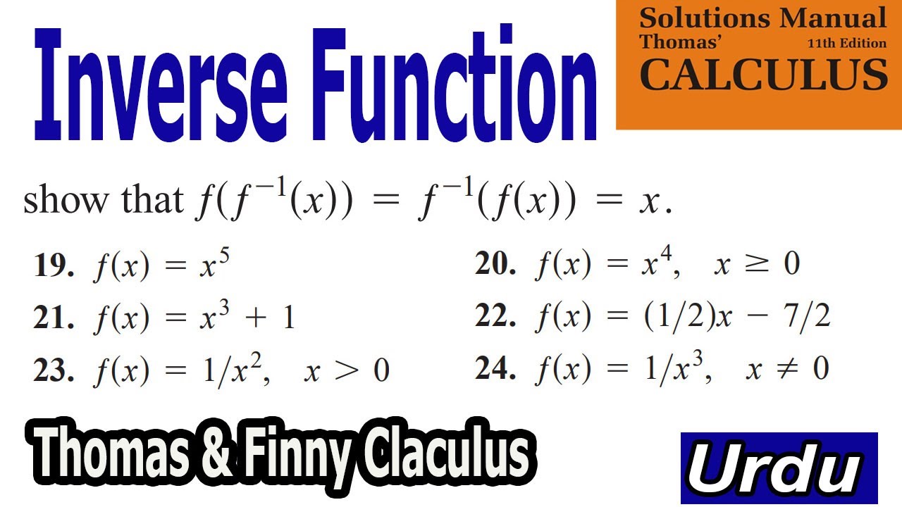 Inverse Function || Calculus and analytical geometry || Thomas calculus ...