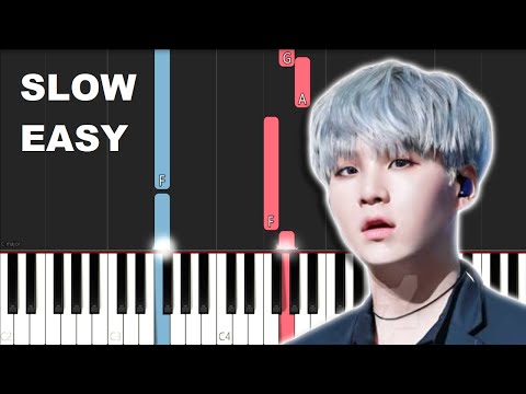 Agust D - So Far Away (SLOW EASY PIANO TUTORIAL)