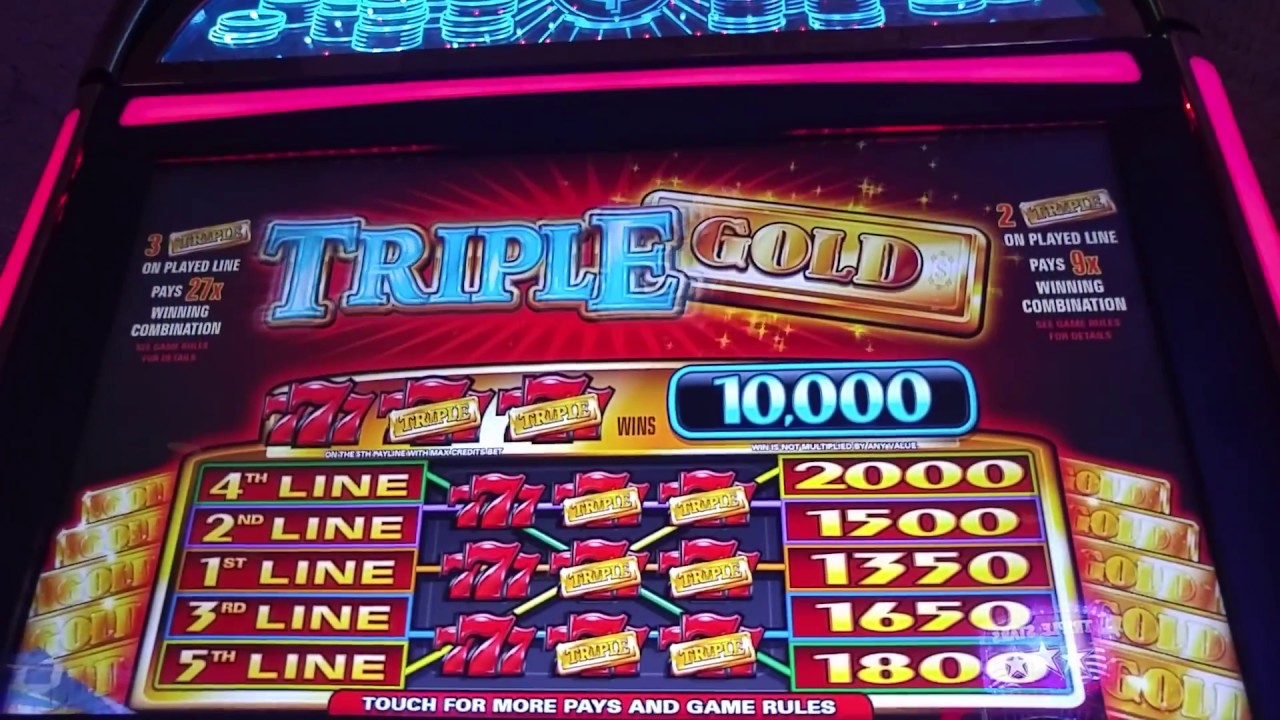 Triple Gold slot machine at Treasure Island casino - YouTube