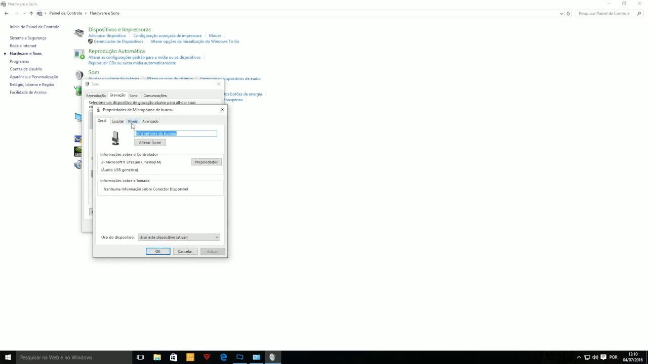 Como ajustar o volume do microfone ? [Windows 10] - YouTube