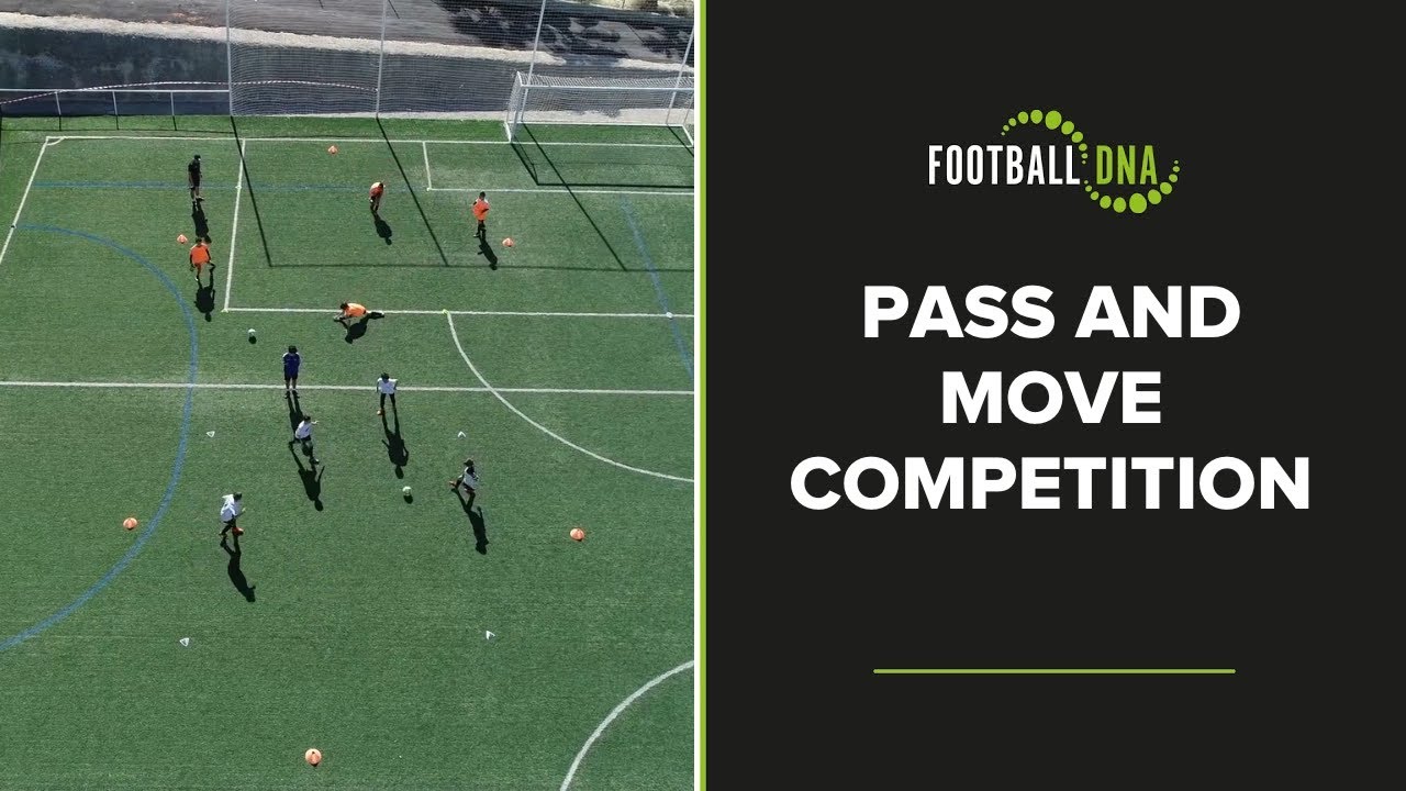 Free Football Drill: Pass and Move Competition | Football DNA - YouTube