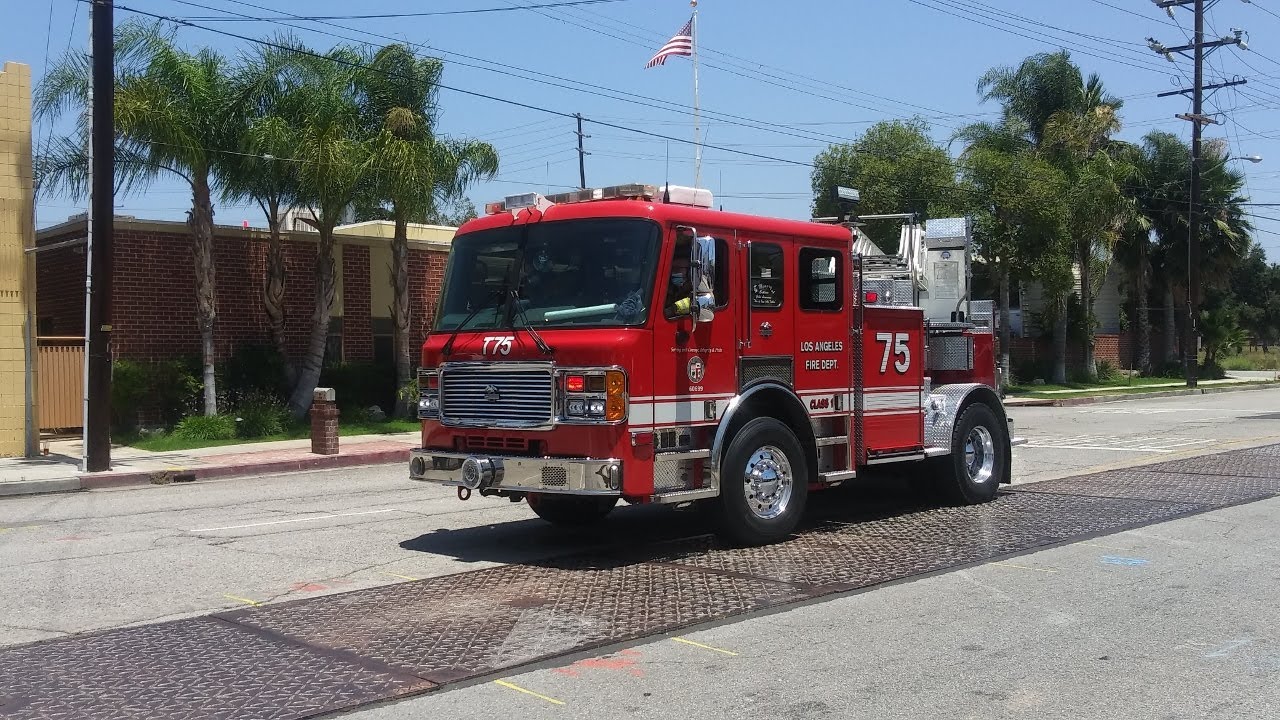 LAFD Task Force 75 and Rescue 75 Responding - YouTube