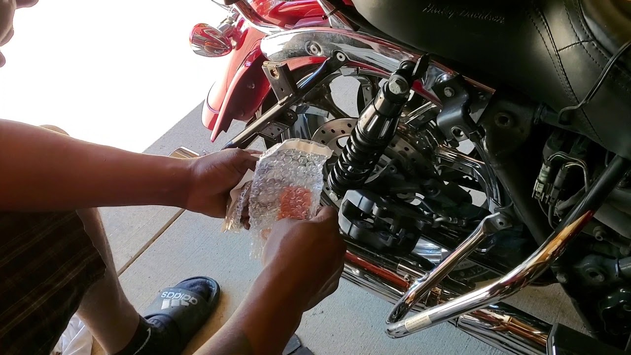 Harley Davidson rear brake installation - YouTube