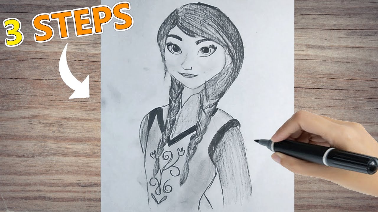 How To Draw Anna From Frozen Easy Step By Step