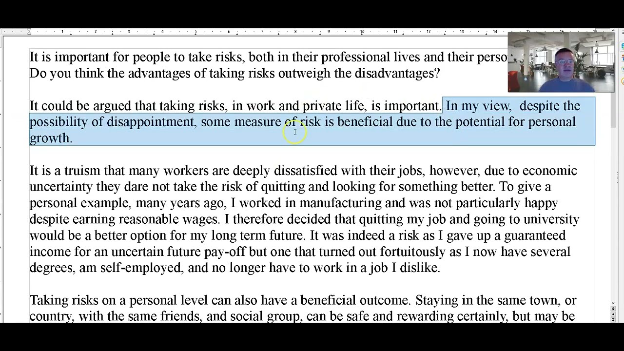 Cambridge 17 Academic Writing Task 2/ "Taking risks" Student Essays ...