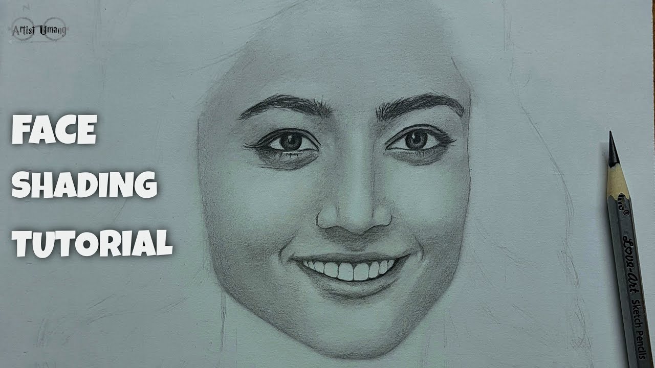 Face Shading tutorial with graphite pencils | Rashmika mandanna sketch ...