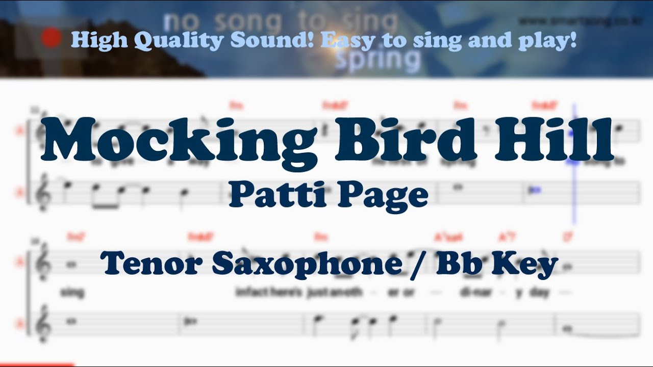 Mocking Bird Hill - Patti Page (Tenor/Soprano Saxophone Sheet Music Bb ...