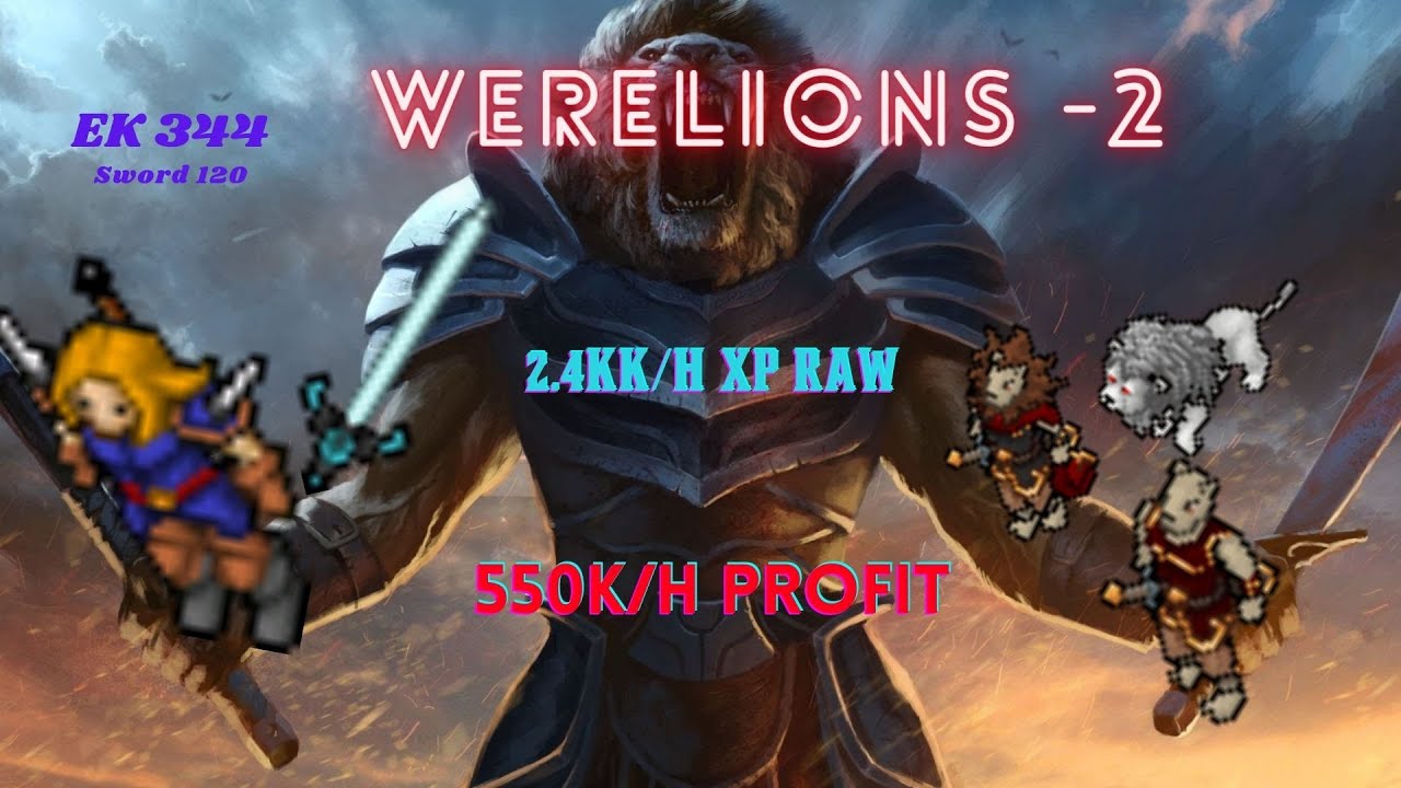 [Tibia] - Werelions -2 Direita | Level 344 | EKSolo | Sword 120 | 2.4KK ...