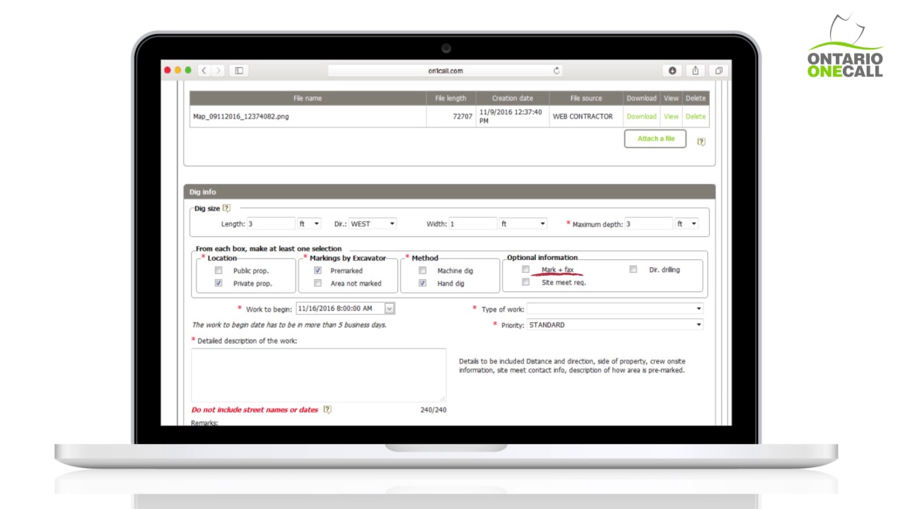 Homeowners - Creating a Ticket Part 4: Dig Information - YouTube