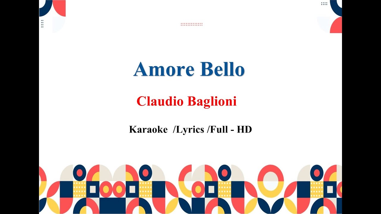Claudio Baglioni Amore Bello Live Karaoke - YouTube