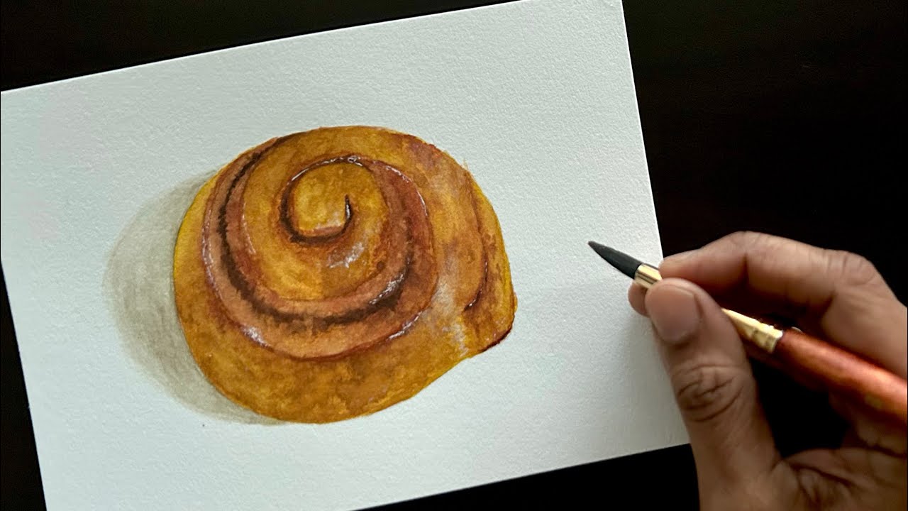 Painting Realistic Cinnamon Roll With Watercolors: Step By Step ...