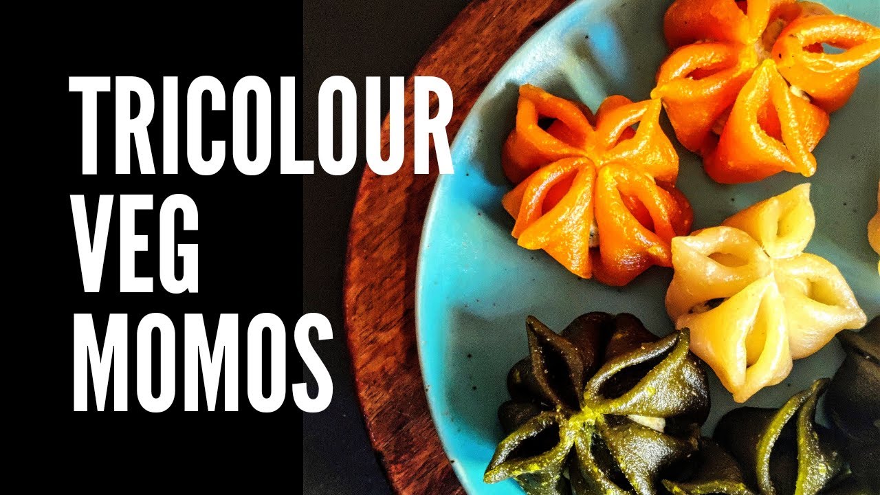 How to make tricolour lotus shape momos - YouTube