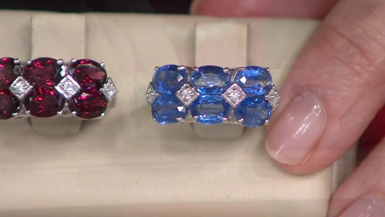 Oval-Cut Two-Row Gemstone Sterling Silver Ring on QVC - YouTube