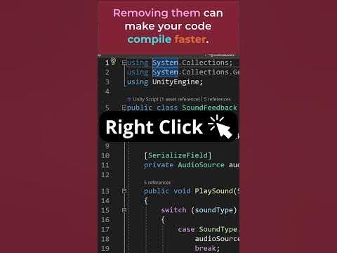How to remove UNUSED using statements from code in Unity - YouTube