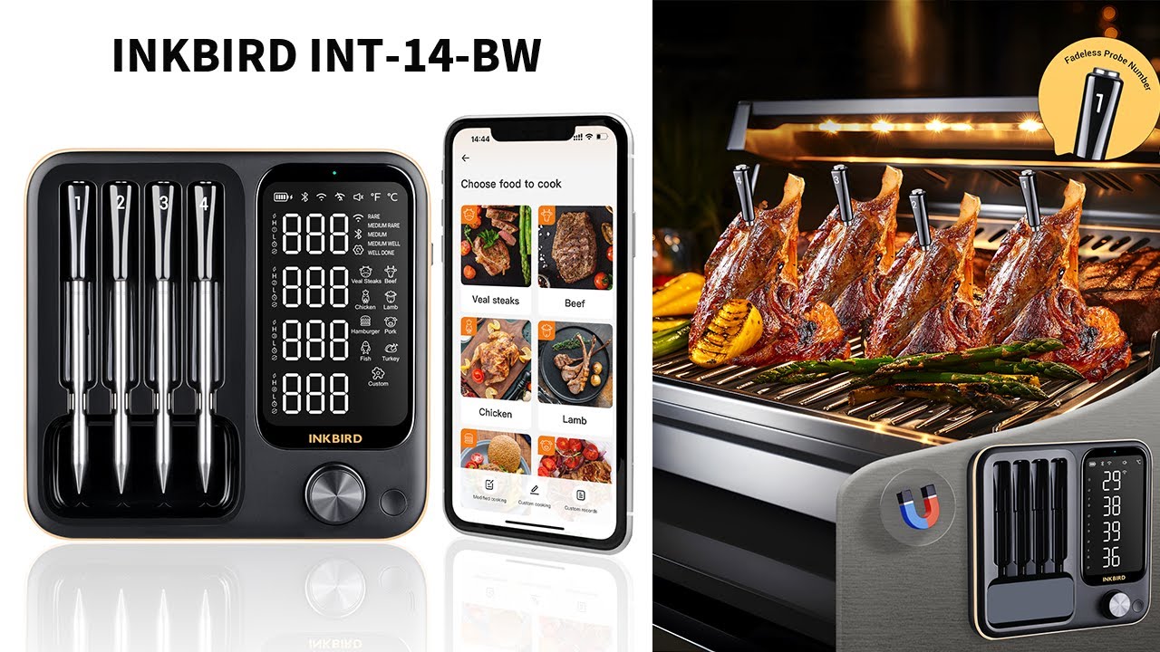 Best Choice for Perfect BBQ | INKBIRD INT-14-BW 4-Probe WiFi Wireless BBQ Thermometer - YouTube