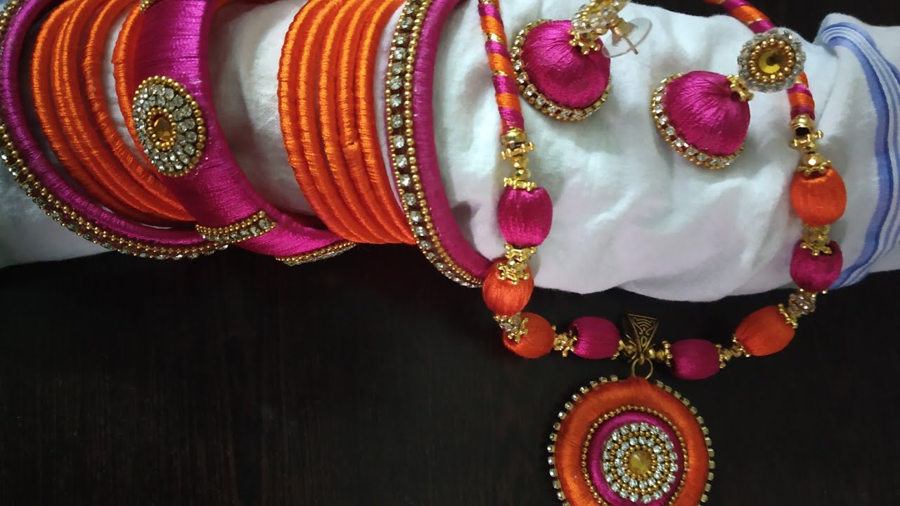 DIY How To Make Silk Thread Necklace Set // DIY Thread Jewellery - YouTube
