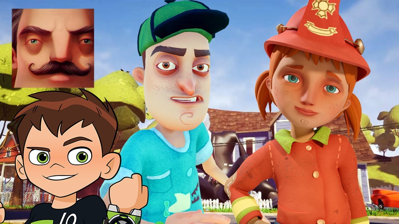 Hello Neighbor - My New Neighbor Player Mya Firefighter Quentin Ben 10 ...